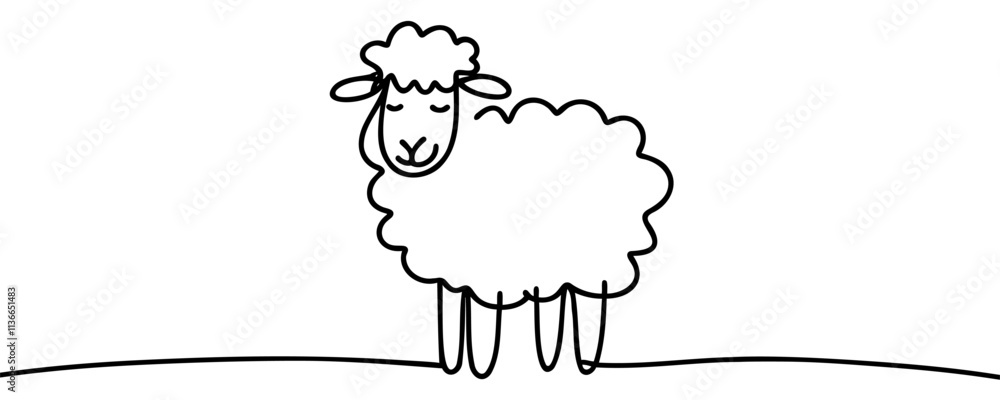 Minimalist one line ewe sheep Icon. Line drawing ewe tattoo. Ewe sheep ...