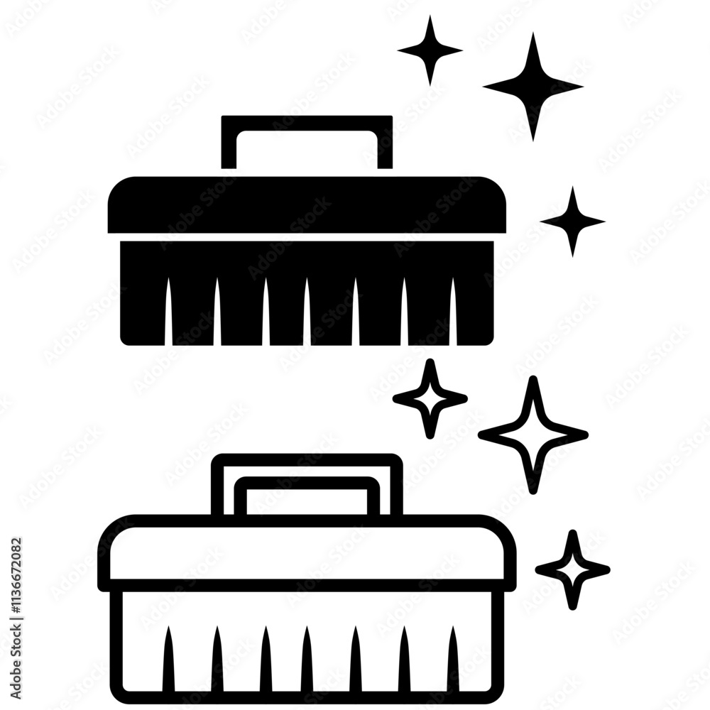 cleaning brush icon, simple flat style, vector illustration symbol sign ...