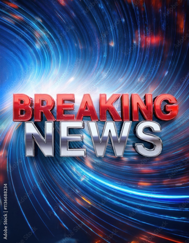 Breaking news with a blue swirl background and red letters Stock ...