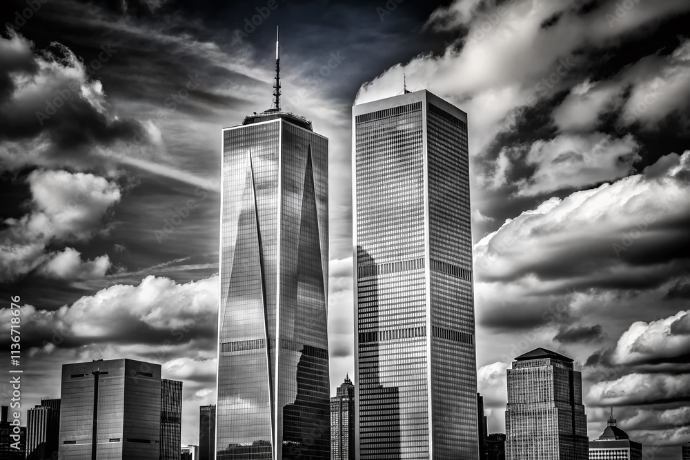 Vintage Style Photography Tribute to the Twin Towers, Capturing the ...