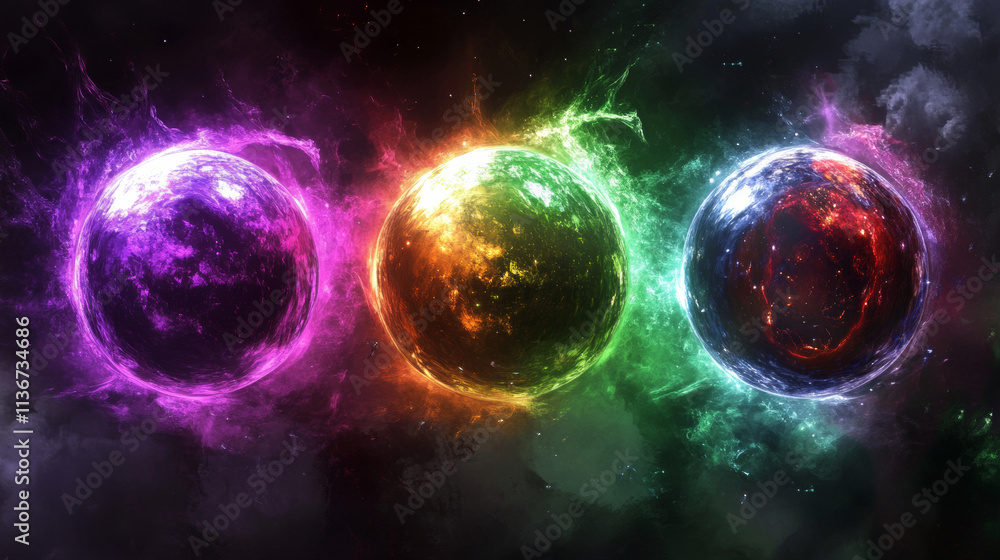 Force shield bubbles, energy glowing balls, spheres, defense fields ...