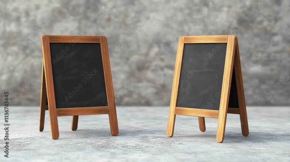 Blackboard stands set isolated on transparent background. Vector ...
