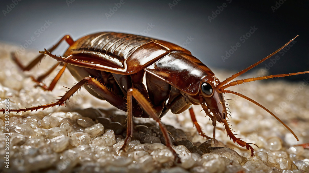 Repulsive cockroach insect close-up, showcasing its invasive, creepy ...