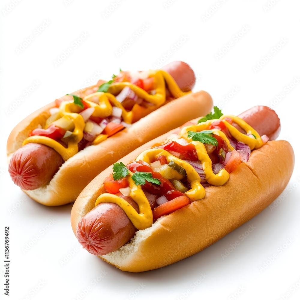 Representación minimalista de un hot dog en fondo blanco, un popular ...