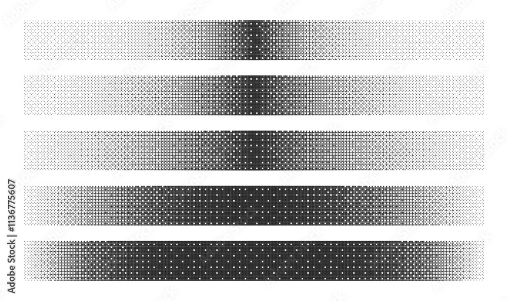 Bitmap Dither Black Linear Gradients with Different Density Isolated on ...