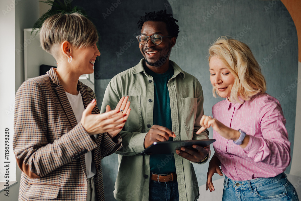 Business people collaborating on digital tablet in office Stock Photo ...