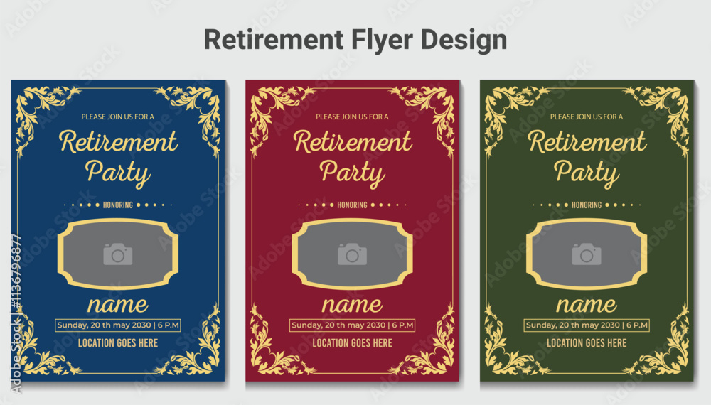 Retirement Flyer Design with 3 color. Happy retirement flyer, social ...