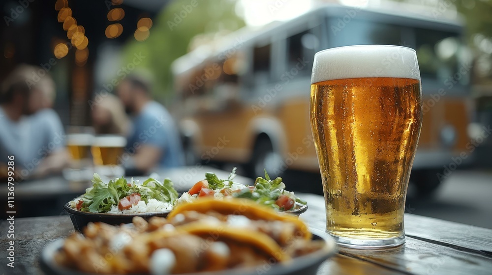 Suburban Street Food Scenes A taco truck parked outside a suburban ...