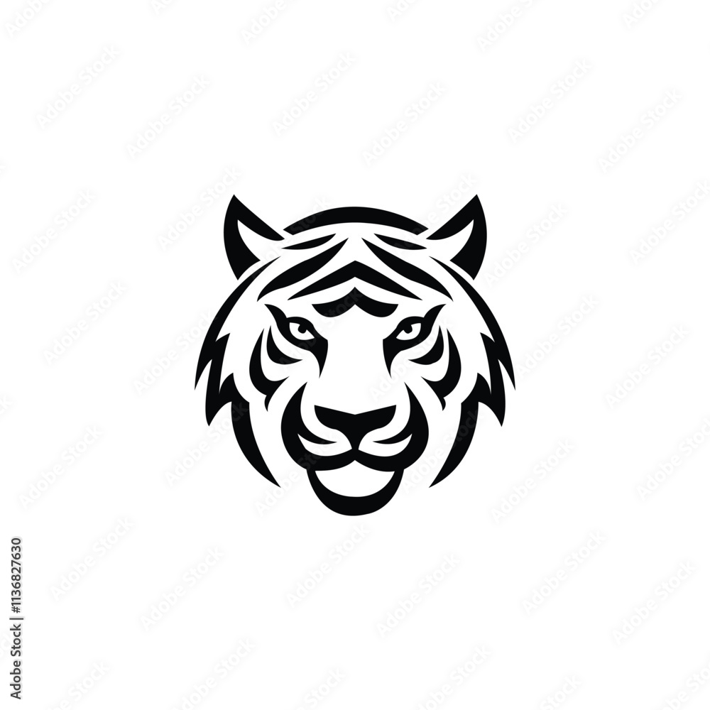 Tiger head face logo vector icon template. Tiger face logo on white ...