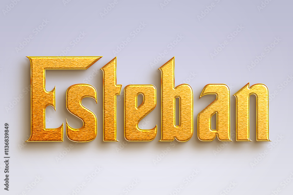 Gold text effect of Spanish name Esteban on light-blue background ...