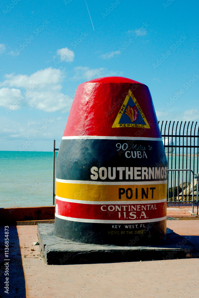 Key West, FL USA January 18, 2023 Southern Most Point Landmark Key West ...