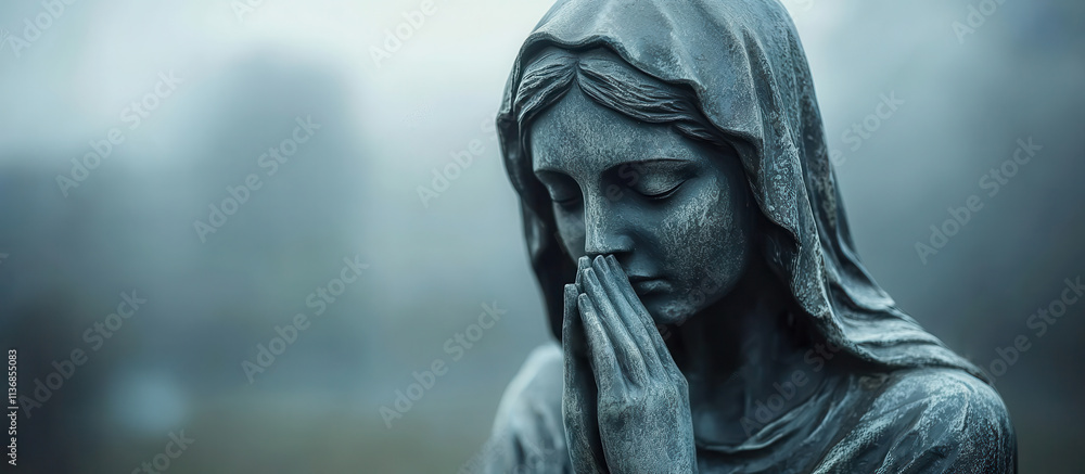 Sad woman statue embodies grief and sorrow, perfect for funeral ...