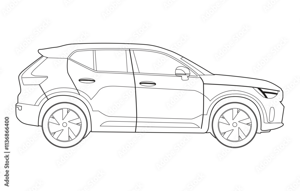 Outline car vector drawing concept design.Vehicle outline sketch ...