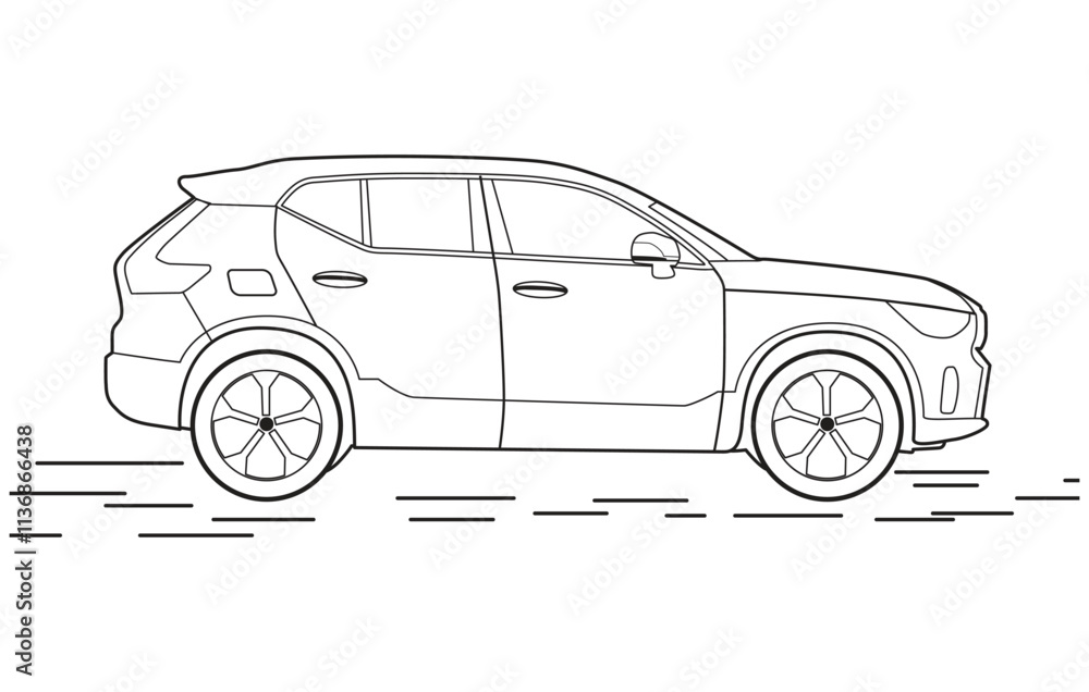 Outline car vector drawing concept design.Vehicle outline sketch ...