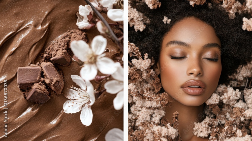 Color of the year 2025 Mocha Mousse. Mood fashion collage. Trendy ...