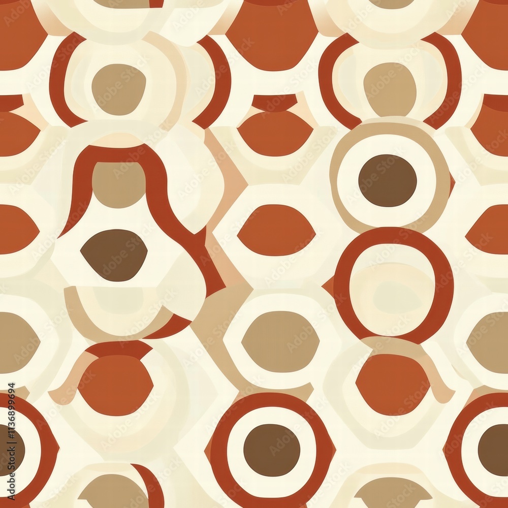 Captivating design features interlocking geometric shapes in rich brown ...