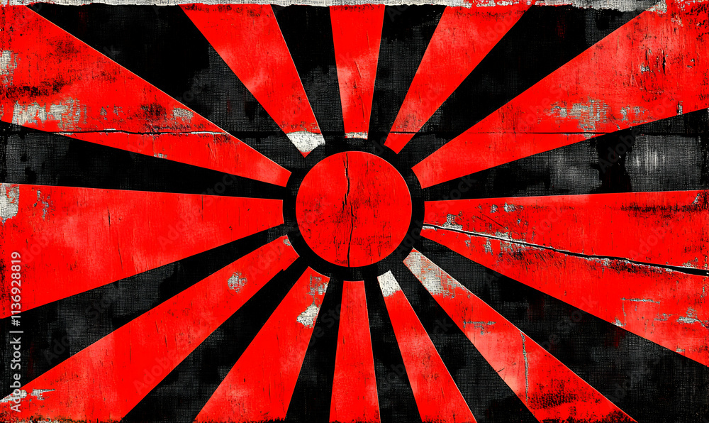 Distressed grunge-style rising sun graphic design element. Perfect for ...