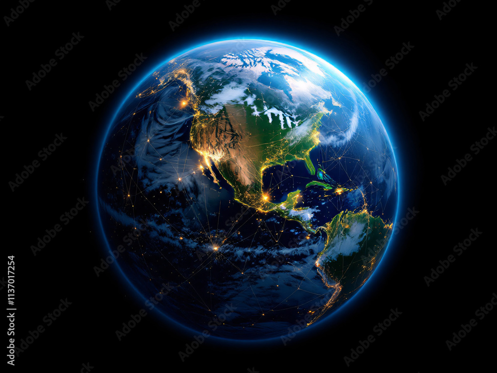 Earth, globe, space, night, lights, cities, continent, sunrise, dawn ...