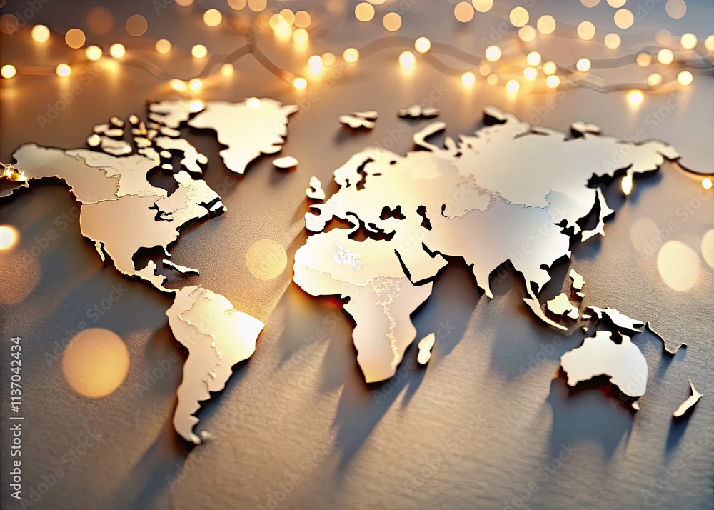 A vibrant, flat-style 3D paper world map, featuring bokeh, a globe, and ...