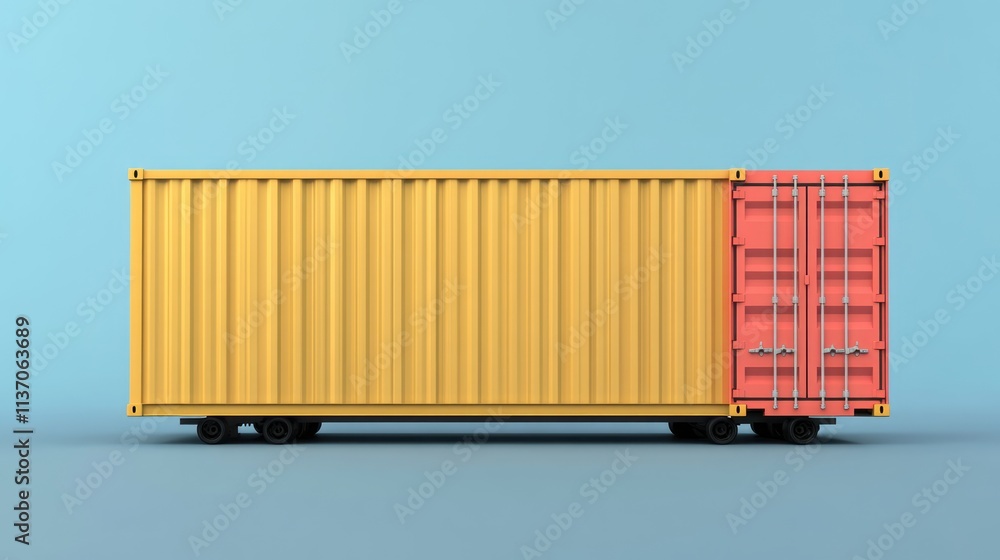 intermodal container flat design front view supply chain theme 3D render Split-complementary ...