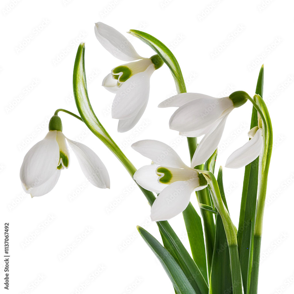 Flying White Snowdrops Isolated on Transparent Background Cutout Stock ...