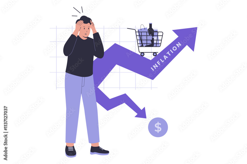 Inflation illustration concept. Illustrations for websites, landing ...