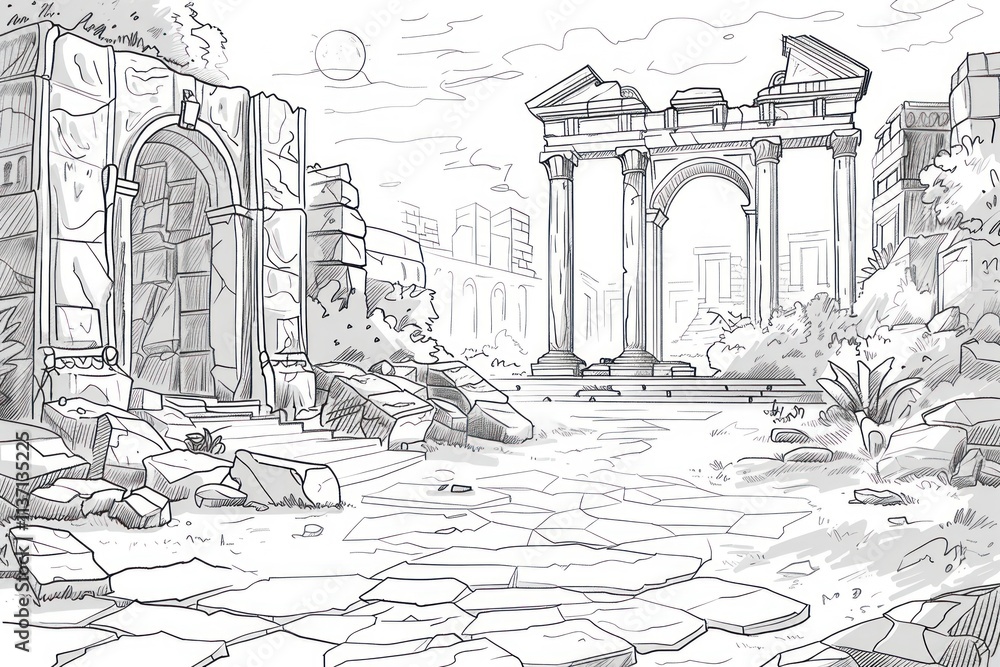 Detailed drawing: outline illustration, form and structure of subject ...