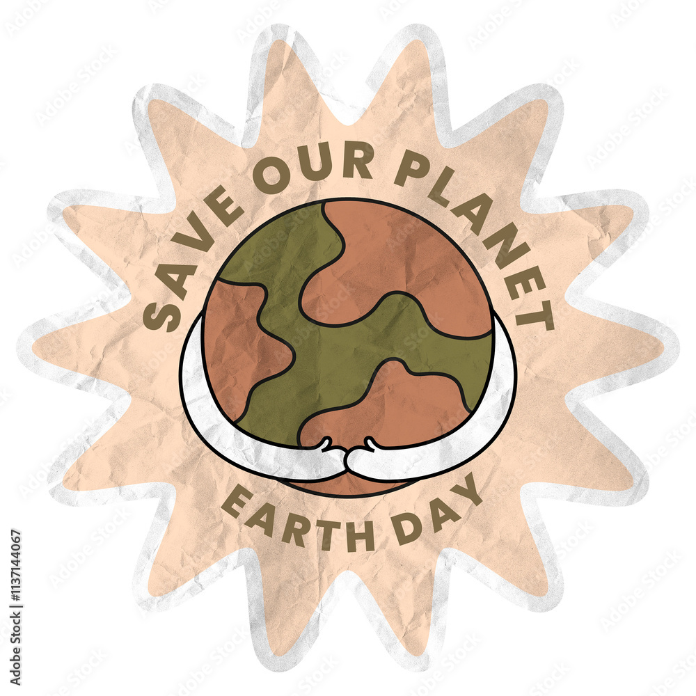Png environment sticker illustration, save our planet earth day text in ...