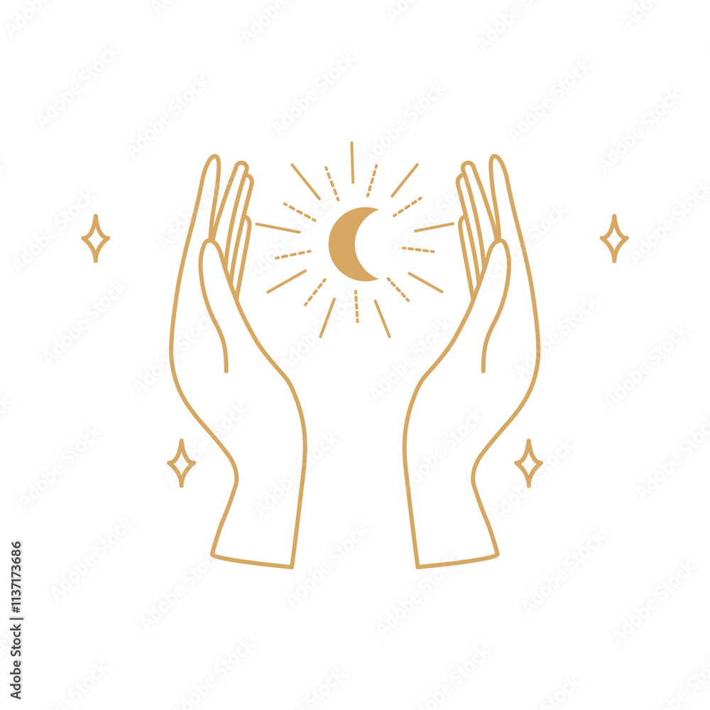 Crescent png moon logo element, aesthetic collage sticker Stock ...