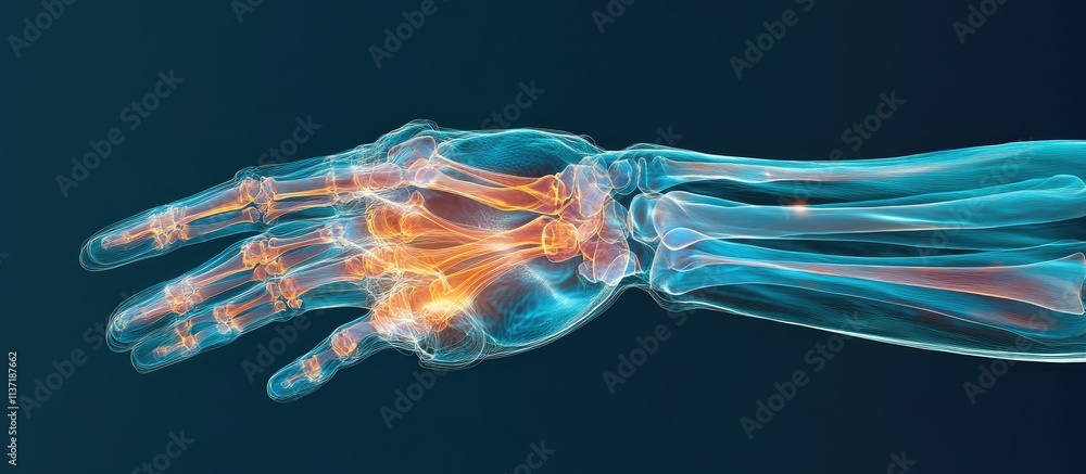 Human Hand Anatomy: X-Ray Visualization of Bones and Joints Stock ...