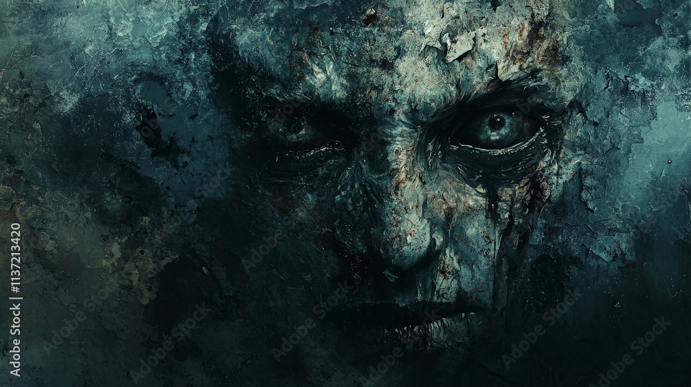 An abstract representation of a zombie face, using sharp angles and ...