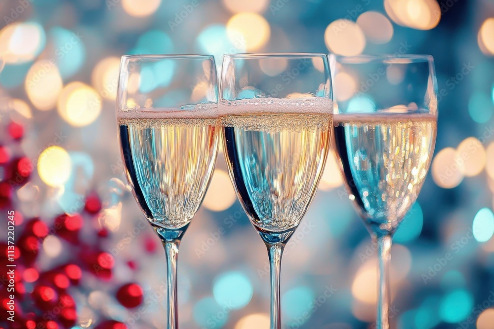 Copas de cristal conteniendo champan- chocando entre si brindando ...