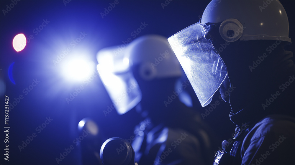 Police search team meticulously investigating a crime scene, focusing ...