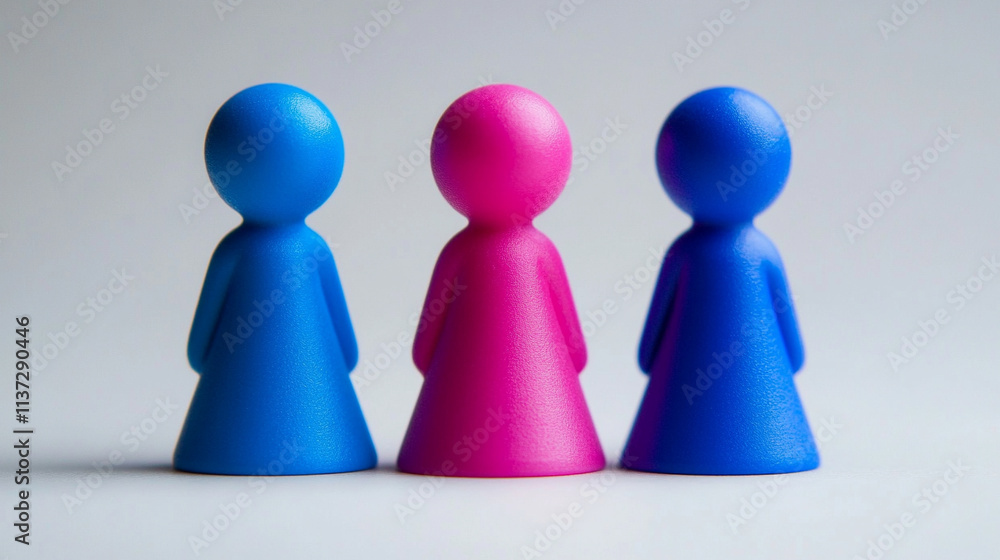 blue male figures and one pink female figure, symbolizing gender ...