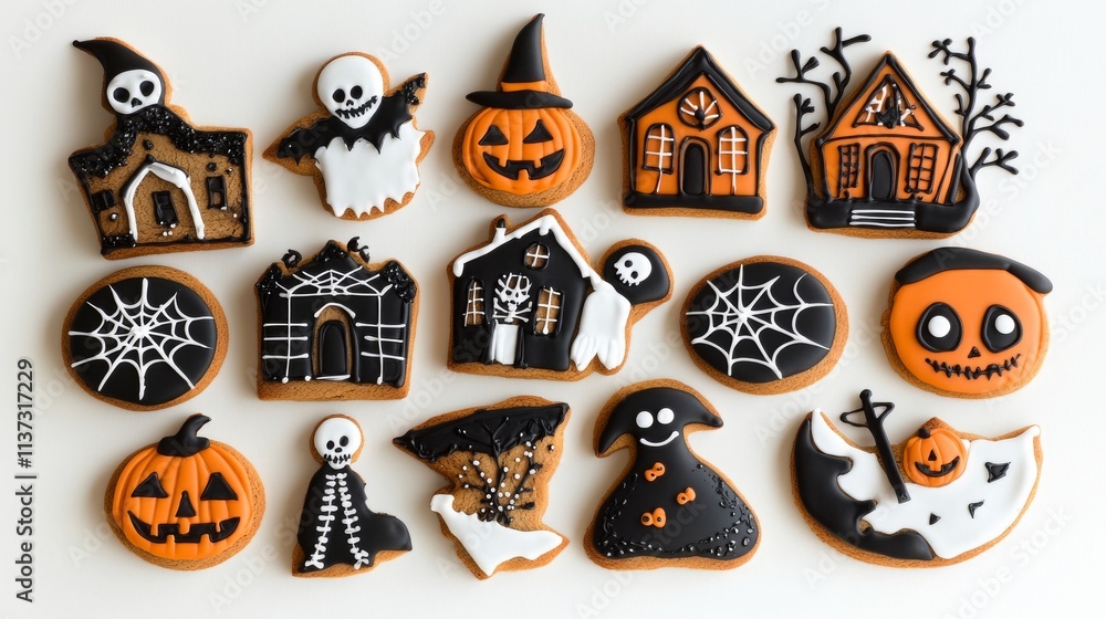 57.A spooky assortment of Halloween gingerbread cookies in different ...