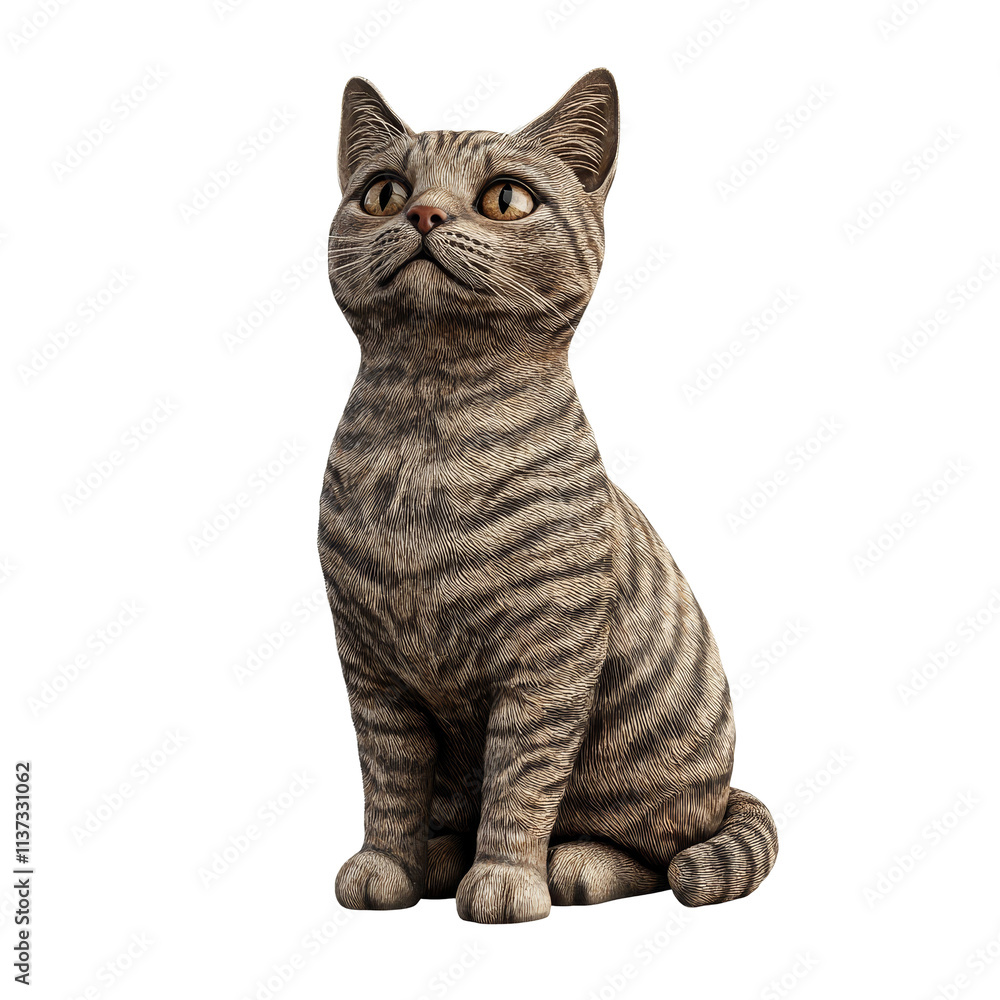 Stylized transparent cat figurine sitting elegantly in a modern ...