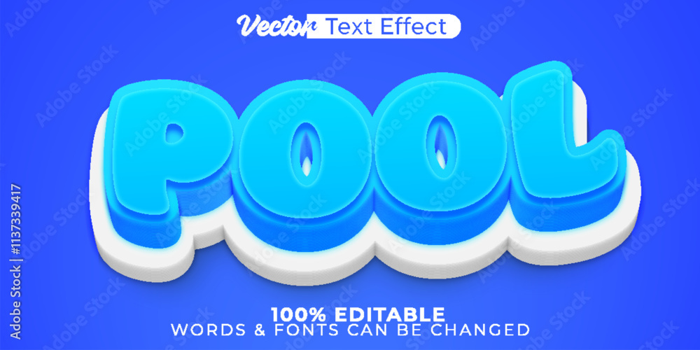 Pool Vector Text Effect Editable Alphabet Water Summer Blue Stock ...