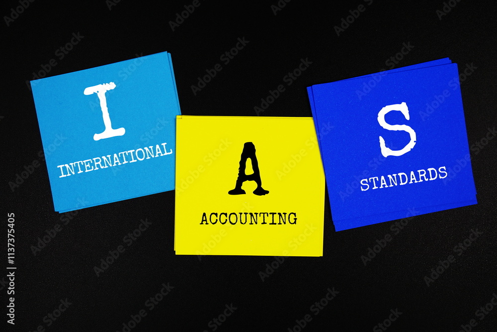 IAS - International Accounting Standards acronym text on sticky note on ...