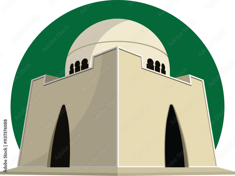 Mazar e Quaid vector illustration. Pakistan national flag. Quaid e Azam ...