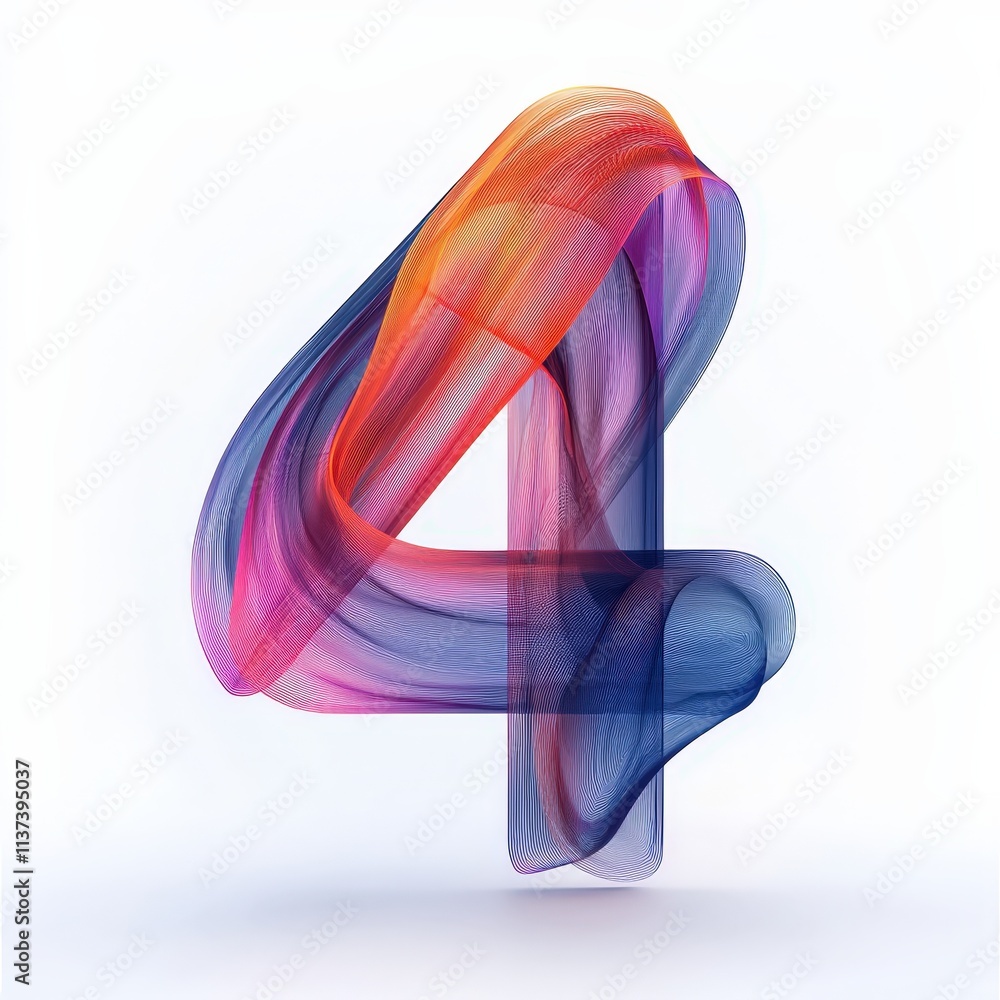number 4 with abstract motion lines icon logo illustration isolated on ...