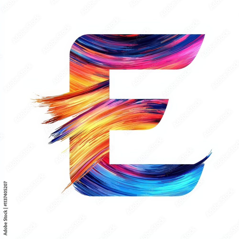 letter E with abstract motion lines icon logo illustration isolated on ...