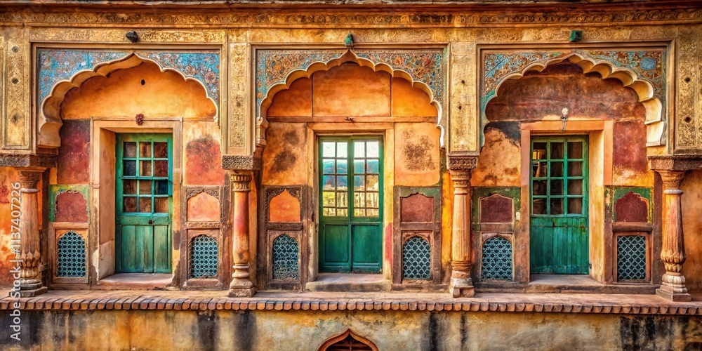 Ilustración de Stock Amer Fort's Ancient Windows: Documentary ...