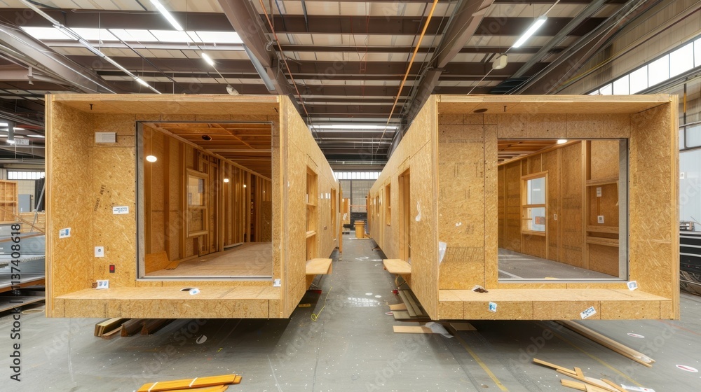 Prefab Housing Factory: A factory that assembles prebuilt components ...