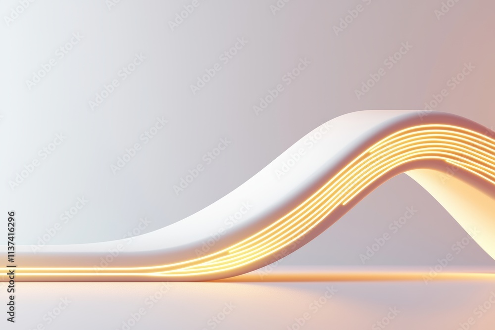 Minimalist glowing line graph rising smoothly on a neutral background ...