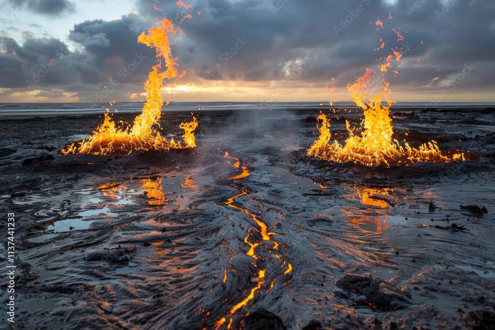Dramatic volcanic eruption nature s fiery display of power and ...