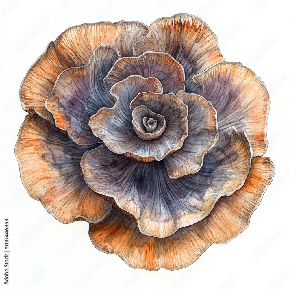 Watercolor Illustration of Nyssa Sylvatica, Black Tupelo Tree from Top ...