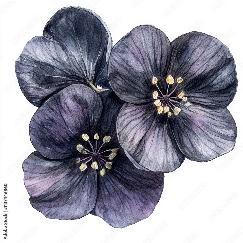 Watercolor Illustration of Nyssa Sylvatica, Black Tupelo Tree from Top ...