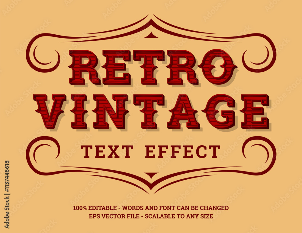 Red vintage Editable 3d text effect. Retro text effect in wild west style. Stock Vector | Adobe ...
