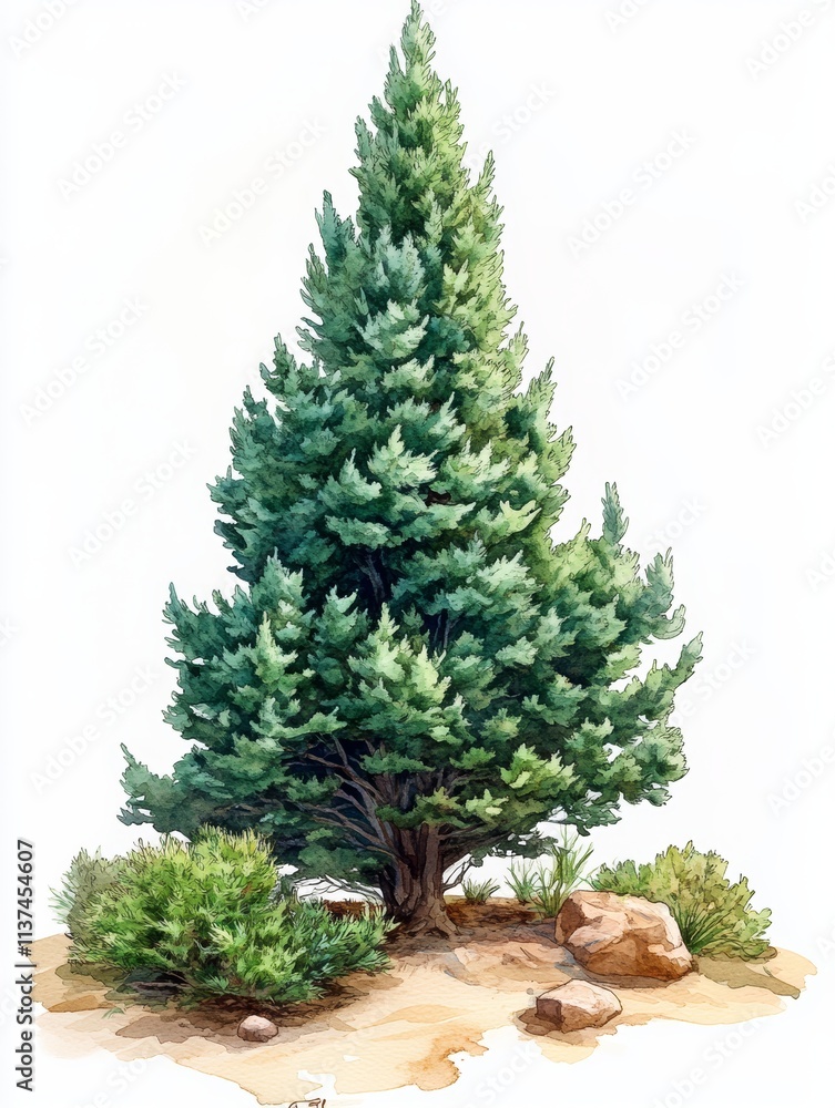 Lawson Cypress Tree in Axonometric View for Architectural Design ...