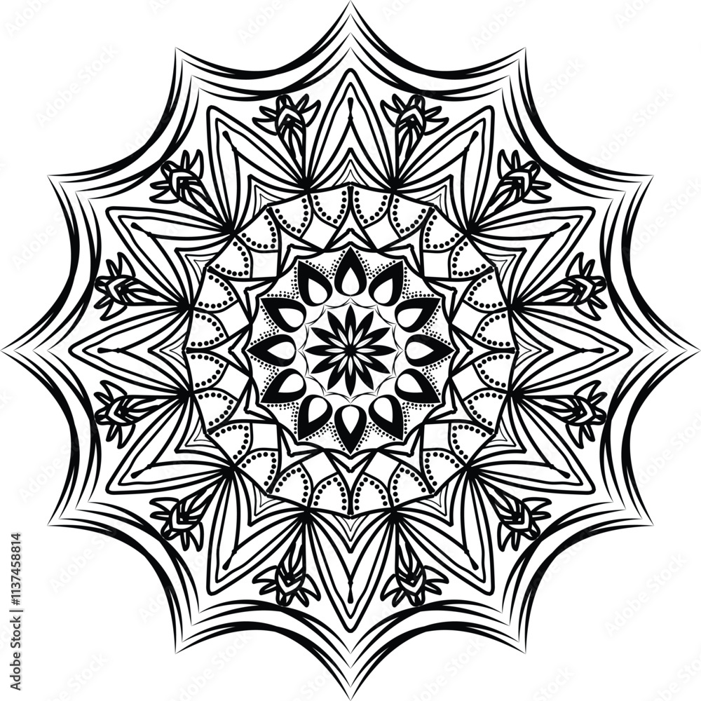 line art mandala design and illustrator Stock Vector | Adobe Stock
